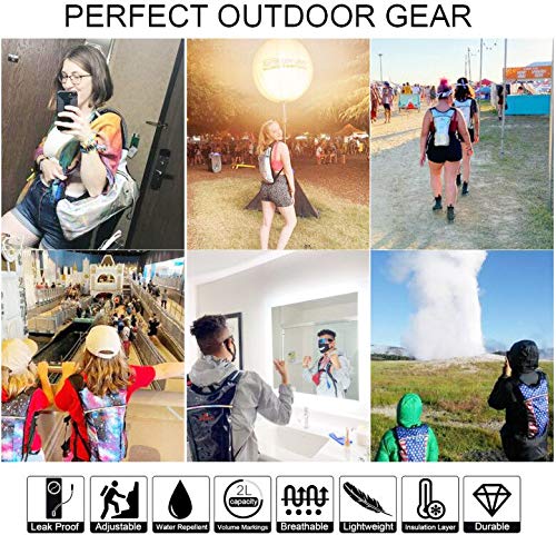 REINOS Hydration Backpack - Light Water Pack - 2L Water Bladder Included for Running, Hiking, Biking, Festivals, Raves (USA Flag)