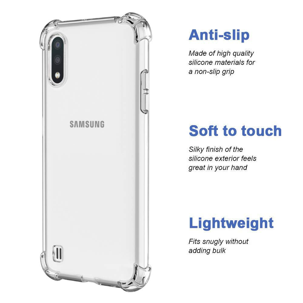 Starhemei for Galaxy A01 Case, Soft TPU Shock Absorption Flexible Gasbag Protection Case Cover for Samsung Galaxy A01 (Clear)