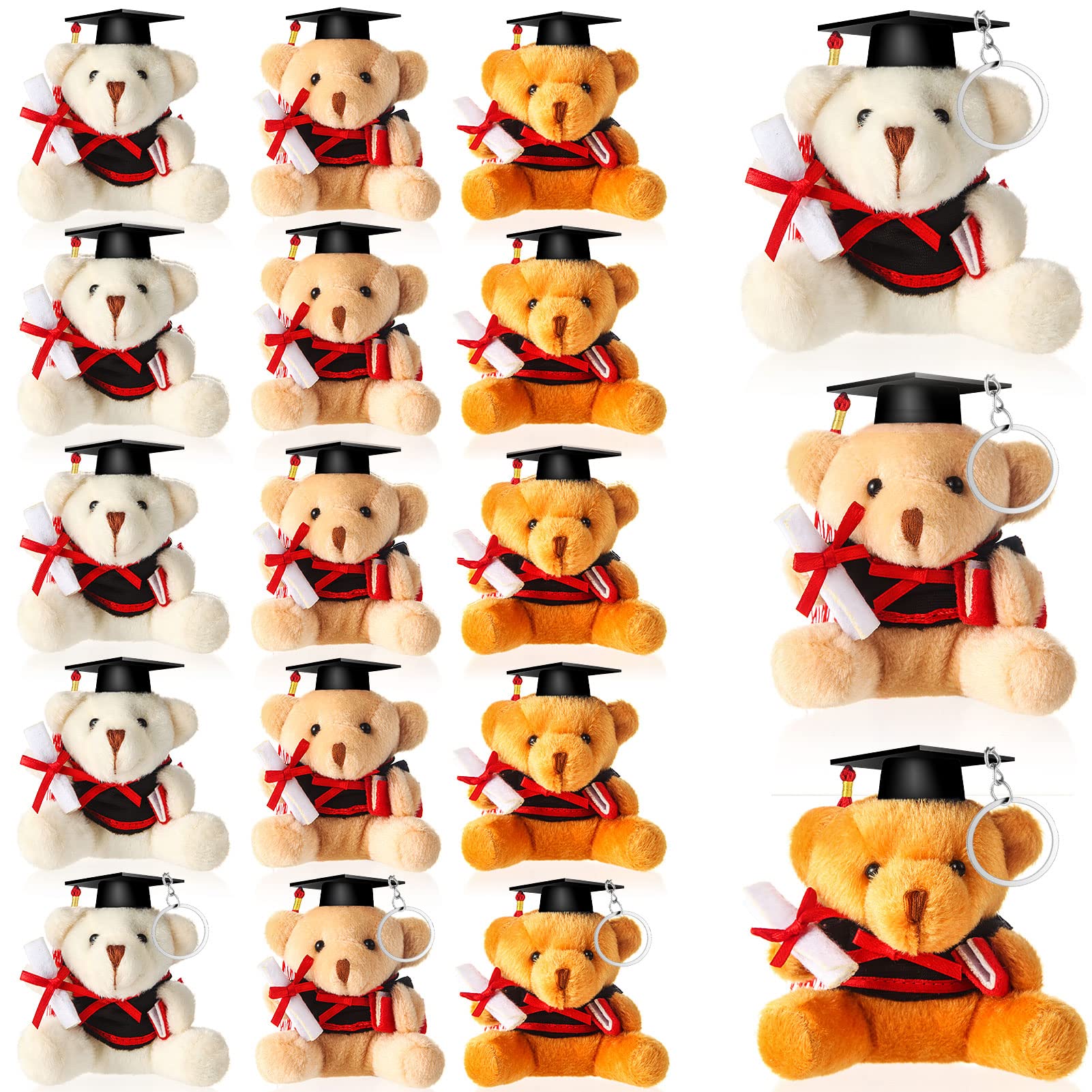ZJoey 9 Pieces Mini Graduation Teddy Bear Plush Gift Stuffed Animal Black Cap Gift for Her, for Him, Class of 2024 Gradution Present, for College, High School(9 Pcs Style B)