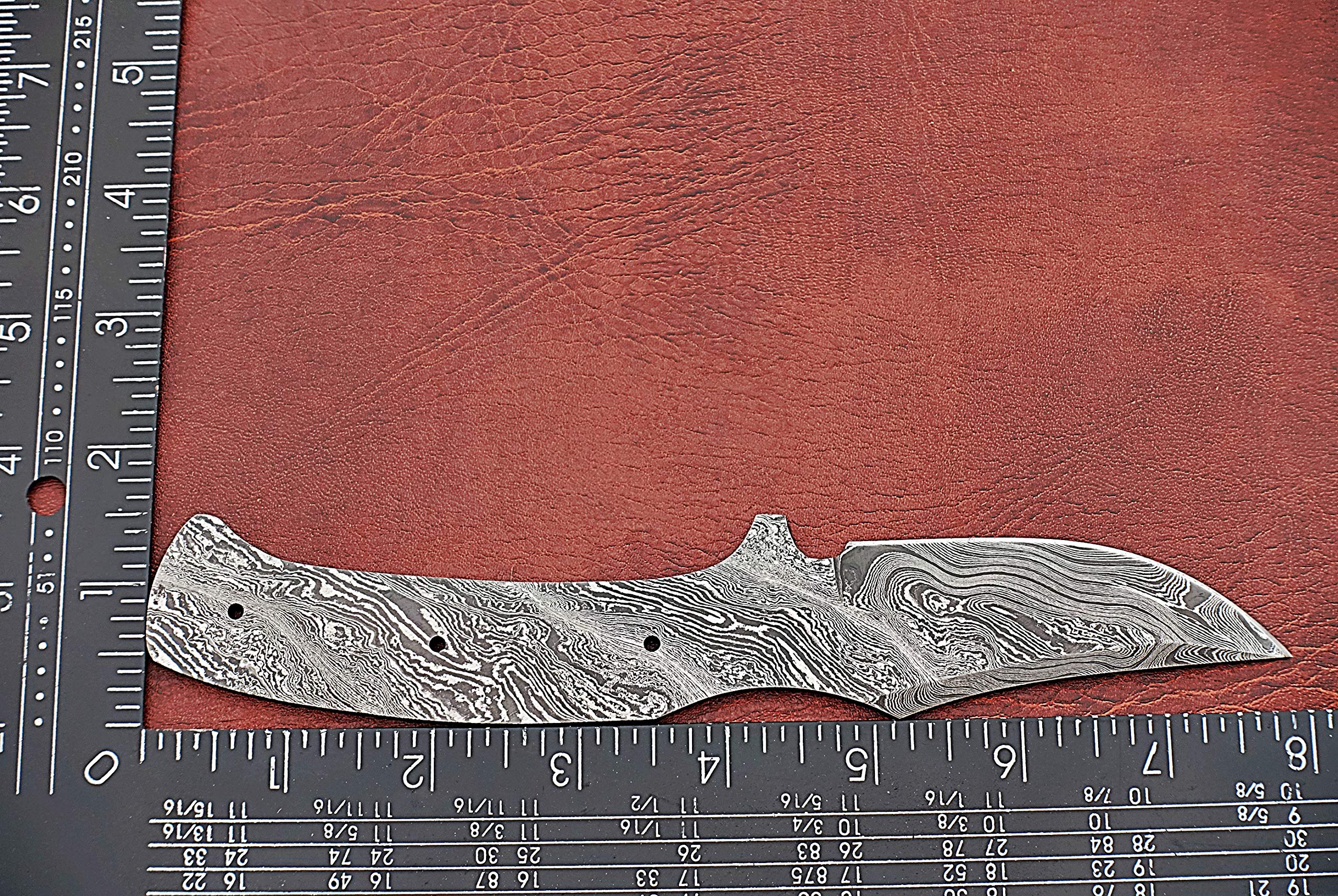 Trailing point Damascus steel blank blade, Hand forged Damascus steel Skinning knife making Blade, Twist, Ladder and rain drop pattern Damascus steel (8 Inch Twist)