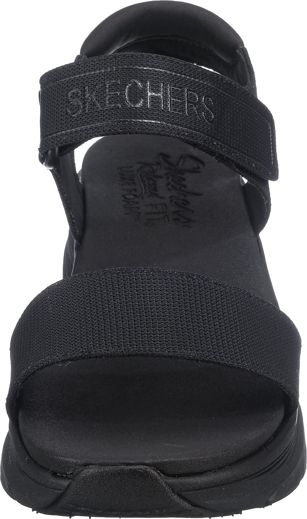 Skechers Cali Women's Women's D'LUX Walker-New Block Sport Sandal, Black/Black, 6