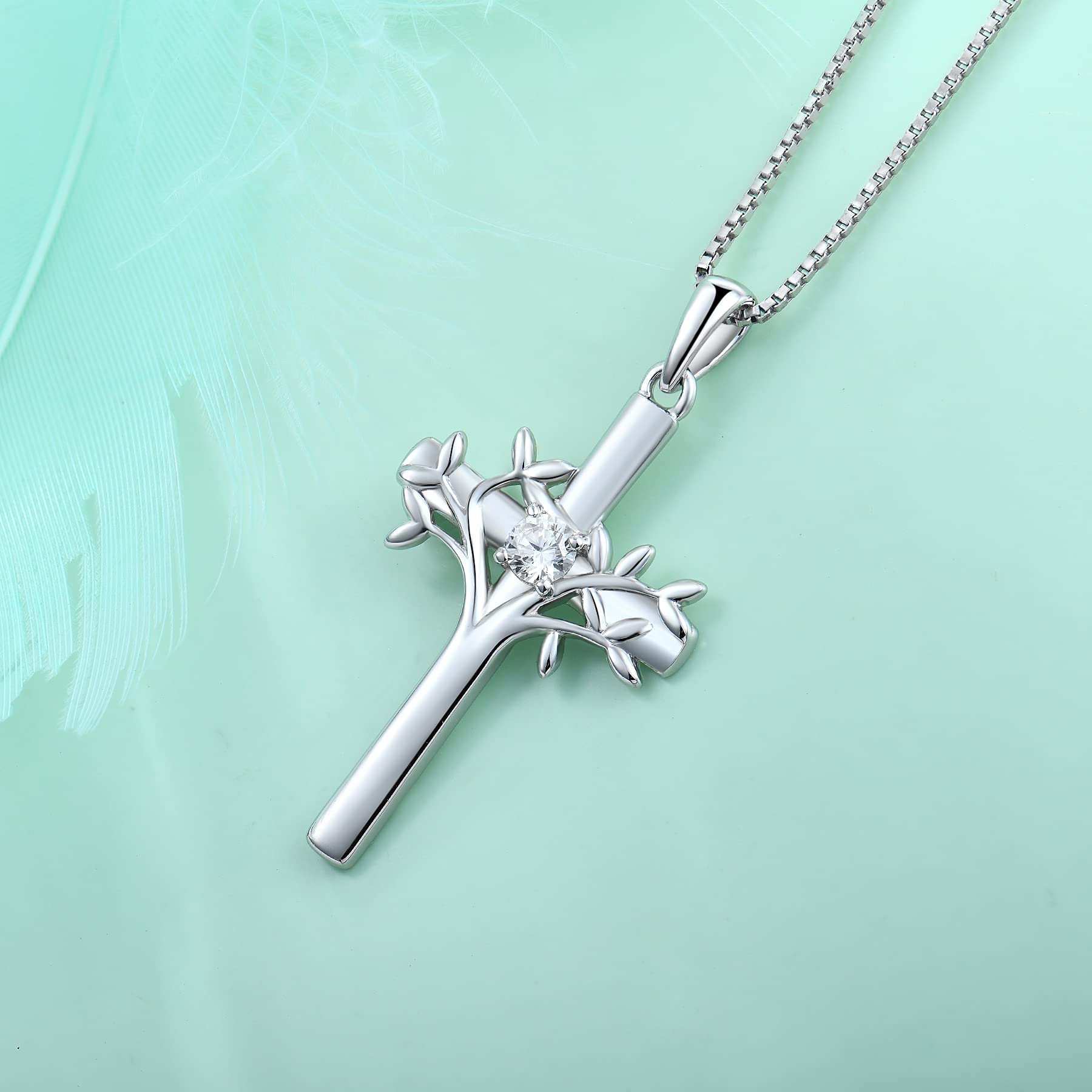 STARCHENIE Cross Necklace 925 Sterling Silver Tree of Life Pendant Crucifix Jewelry for Women