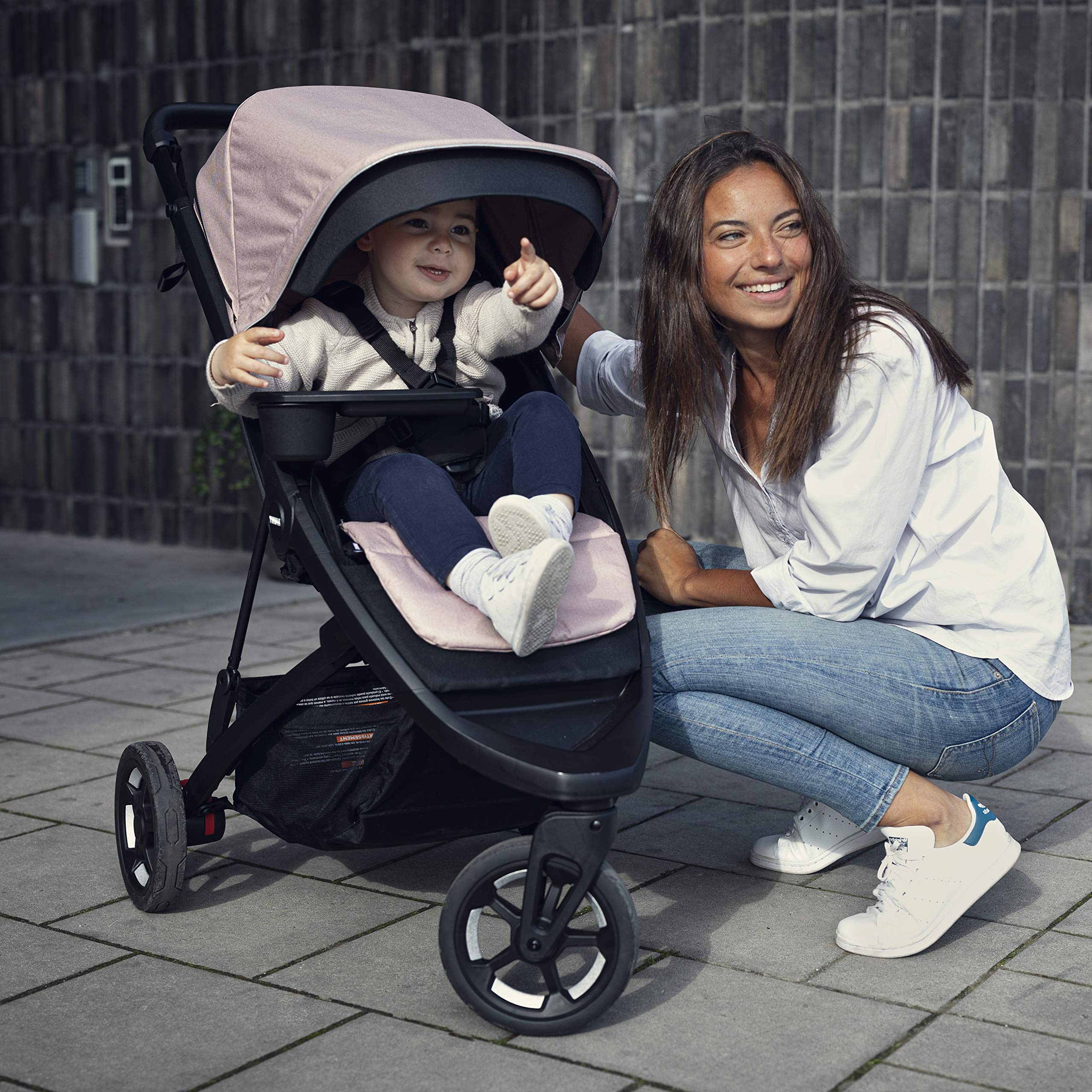 Thule Spring Stroller - Compact Baby Stroller Perfect for Everyday Use - Features 5-Point Harness, Lightweight and Compact Design, Vented Canopy with See-Through Mesh, Padded Reclining Seat