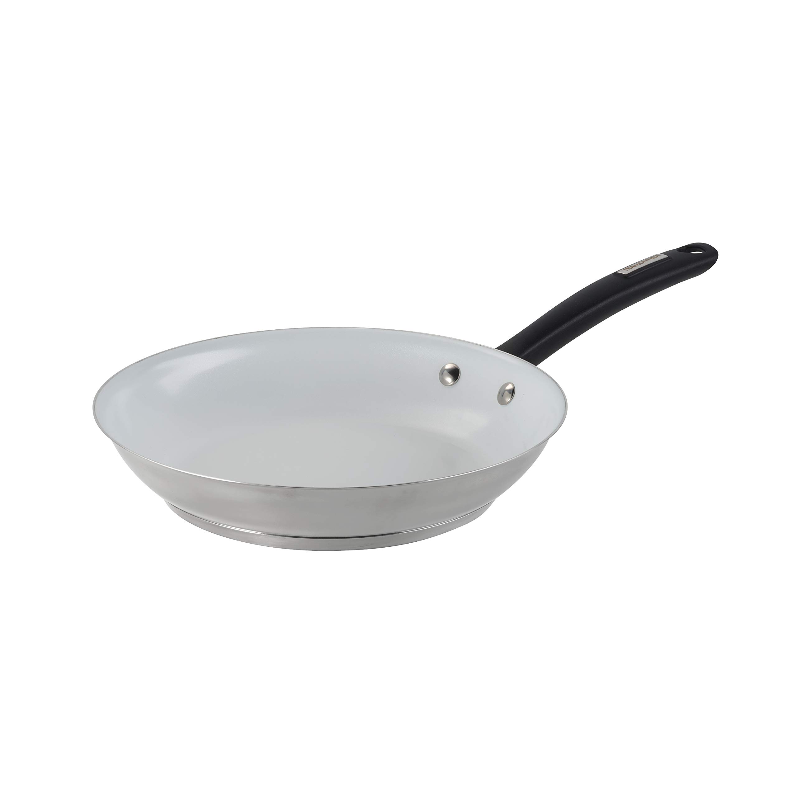 Tramontina Duo 10 in Stainless Steel Fry Pan with Ceramic Interior, white