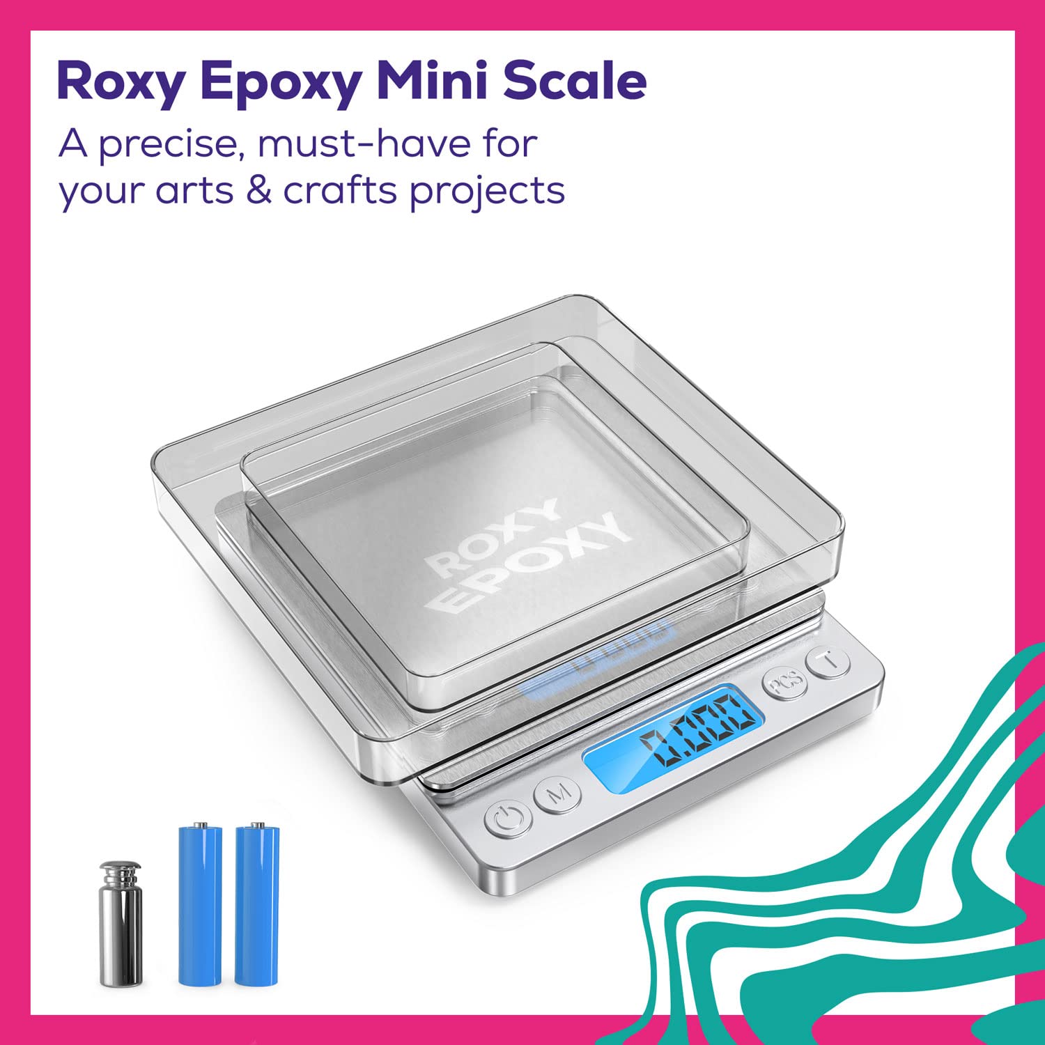 Roxy Epoxy Digital Mini Gram Weighing Scale with Backlit LCD Display - Portable Pocket Sized Electronic Measurement Device for Jewelry, Food Items, Epoxy Resin