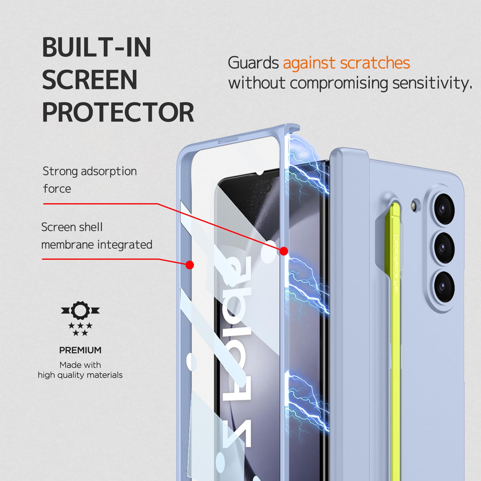 NINKI Compatible Samsung Galaxy Z Fold 5 Case with S Pen Holder & Green S Pen,Hinge Protection Case for Samsung Z Fold 5 Case Screen Protector,Samsung Z Fold 5 5g Case Galaxy Fold 5 5g Phone Case Blue