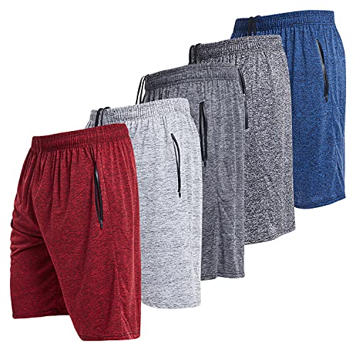 Ultra Performance Mens 5 Pack Athletic Running Shorts, Basketball Gym Workout Shorts for Men with Zippered Pockets