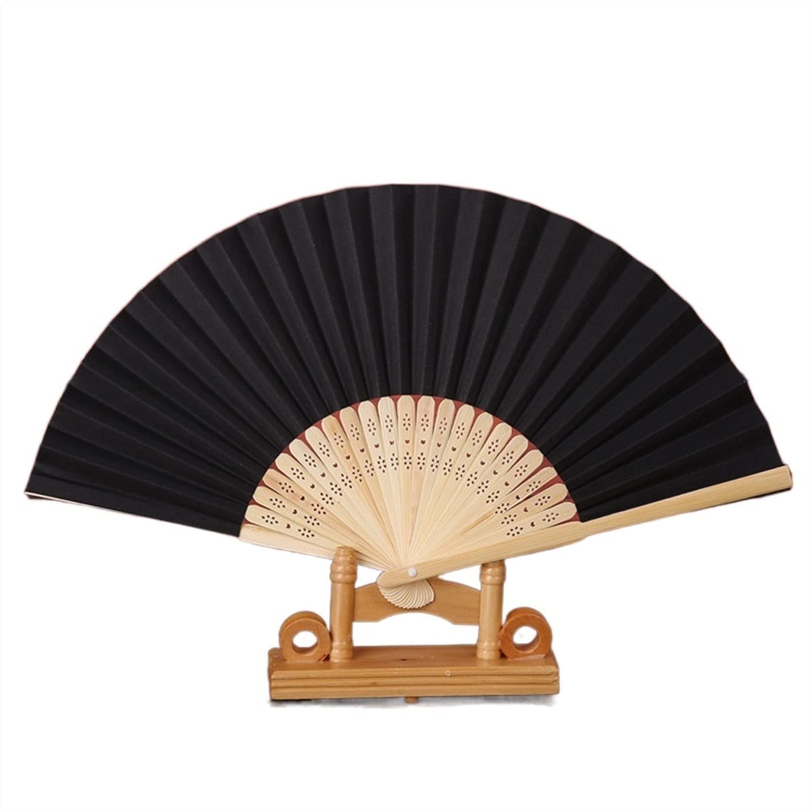 Xinbalove Hand Folding Fans Chinese Tai Chi Folding Fan Hand Held Fan Folding Paper Fan Summer Pattern Folding Dance Wedding Party Lace Silk Folding Hand Held Solid Color Fan ( Color : Hot Pink )
