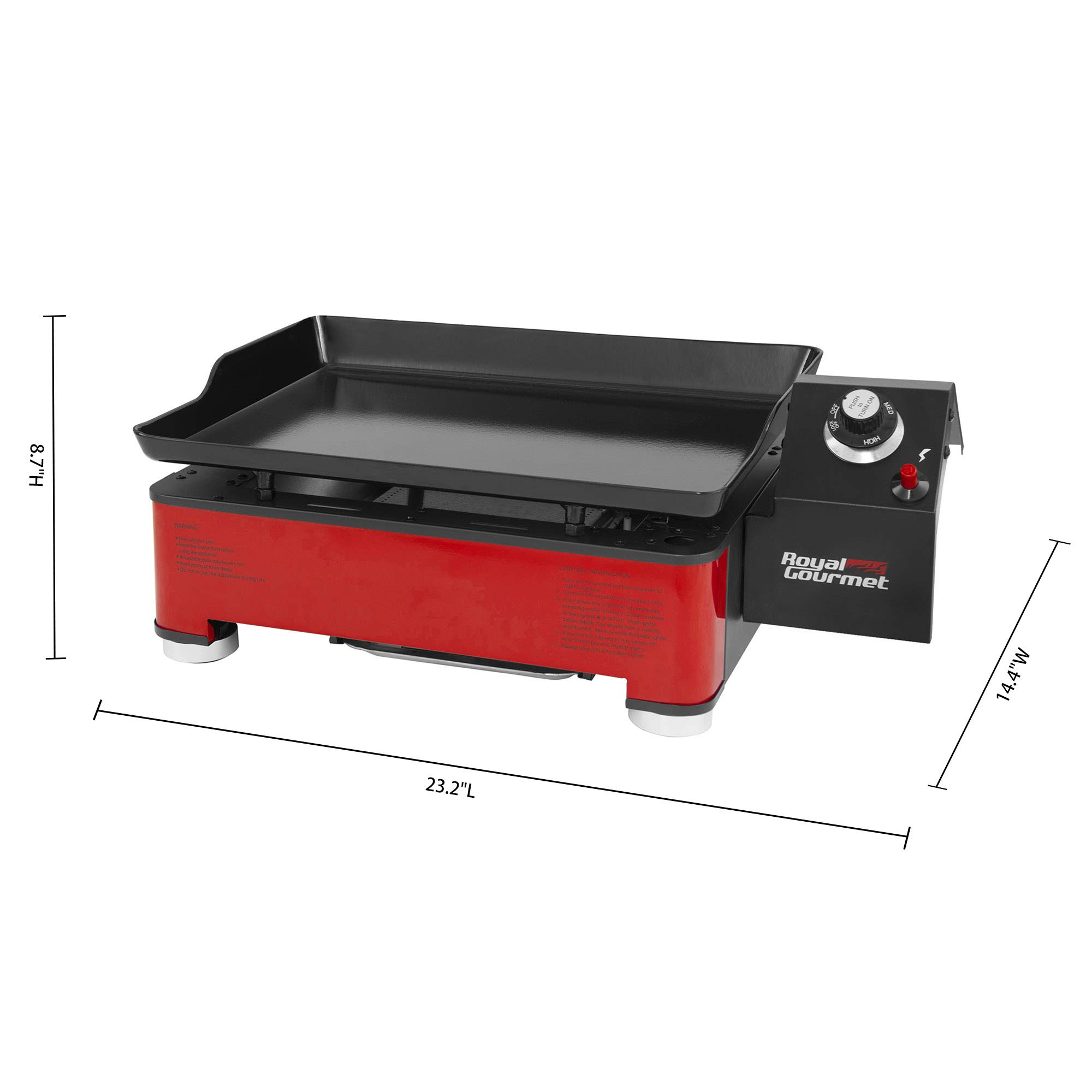 Royal Gourmet 23 Inch Outdoor Portable Flat Top Grill Table Top Propane Gas Mini Griddle Grill on Clearance Prime for Camping Cooking, Tailgating, PD1202R