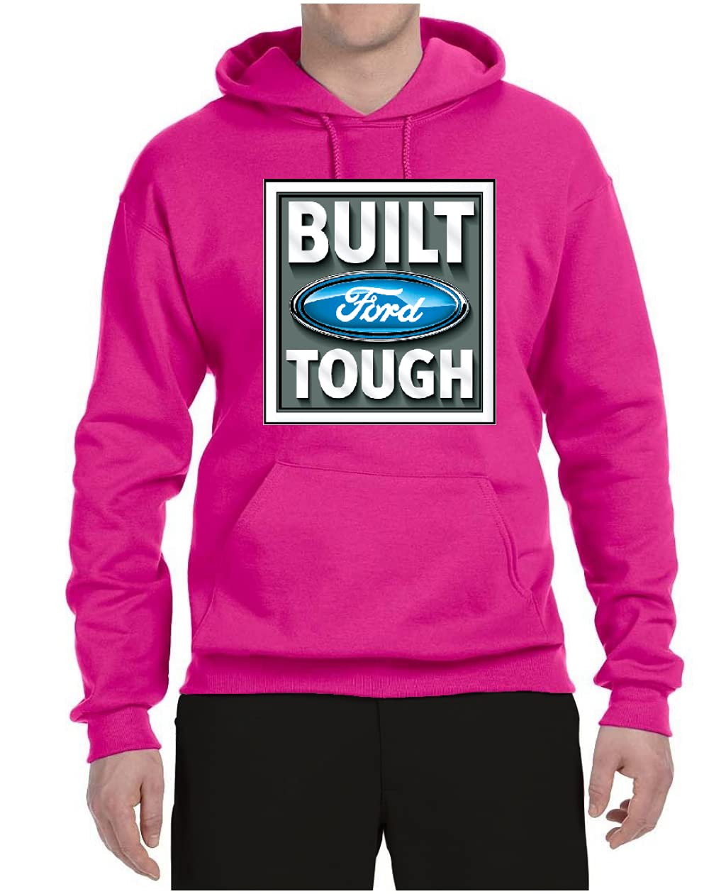 Wild Bobby Built Ford Tough Logo Cars and Trucks Unisex Graphic Hoodie Sweatshirt, Fuschia, Small