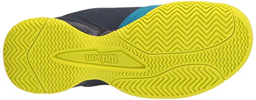 Wilson KAOS Junior QL Tennis Shoe, Barrier Reef/Navy Blazer/Lime Popsicle, 4.5 US Unisex Big Kid
