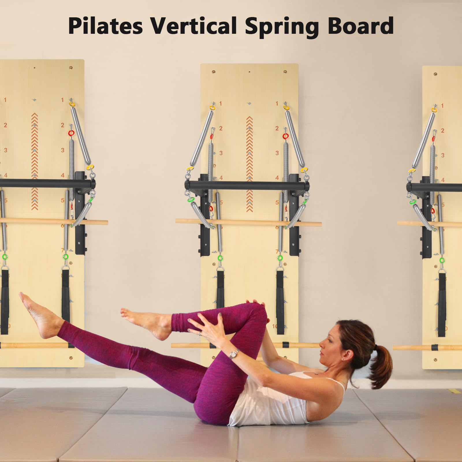 Pilates Springboard, Exercise Equipment, Wall Mounted Pilates Reformer Machine, Yoga Fitness Trainer Suitable for Home & Gym Workout