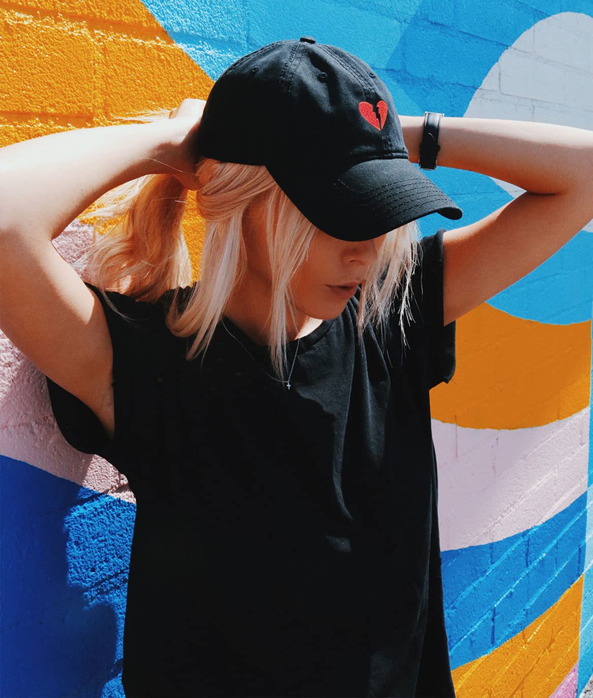 Riot Society Broken Heart Embroidered Mens Adjustable Dad Hat Black
