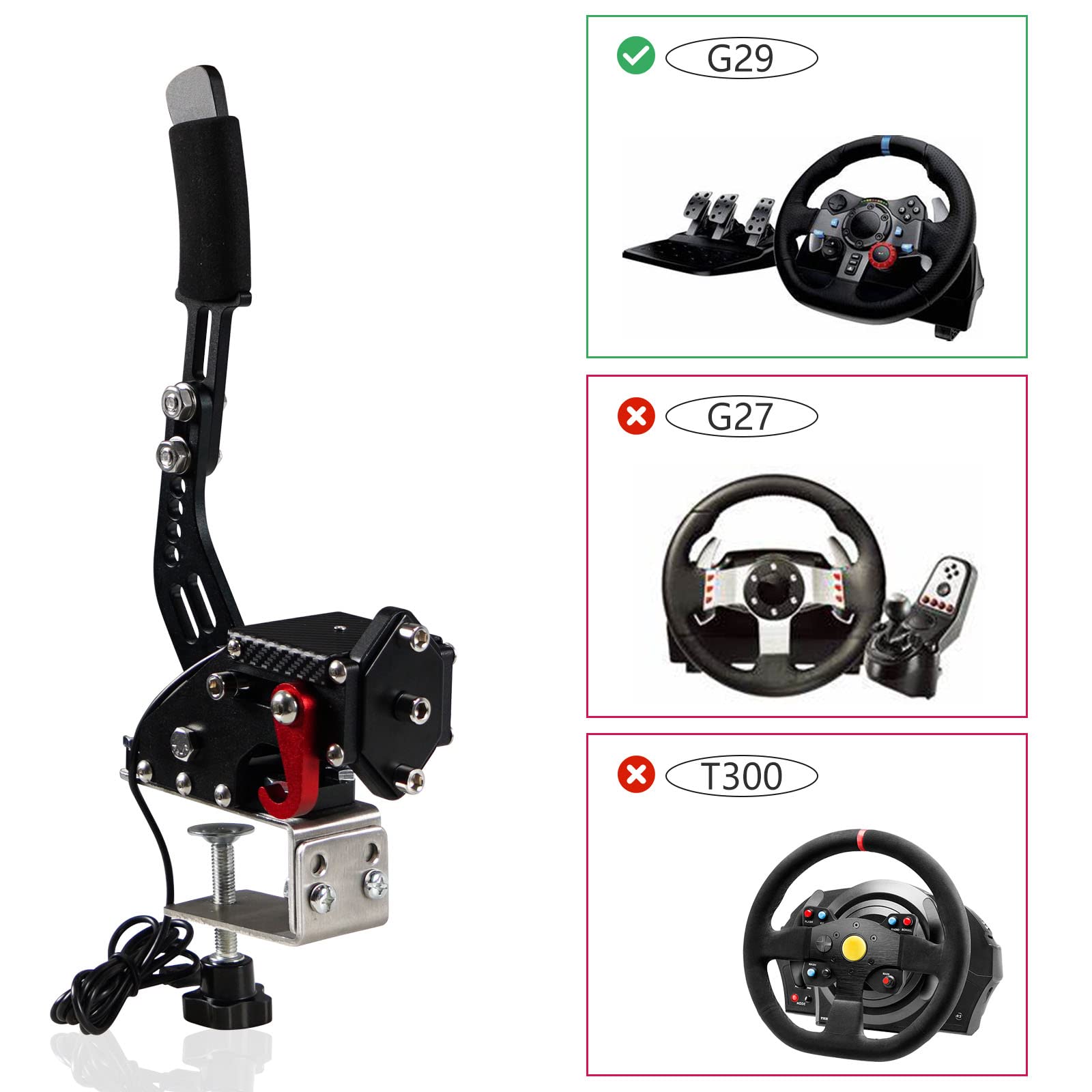 YESHMA 64 Bit Upgrade 2-in-1 USB Handbrake Only for G29 Compatible With PS4 + PC Computer System Professional Gaming Peripherals for Racing Games with Non-Contact Plus Hall Sensor.With Clamp