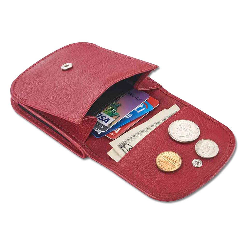 TAXI WALLET® TW03-CRANBERRY - Soft Leather (Red) - Compact, Front Pocket Folding Wallet - For Cards, Coins, Bills, ID (Men & Women)