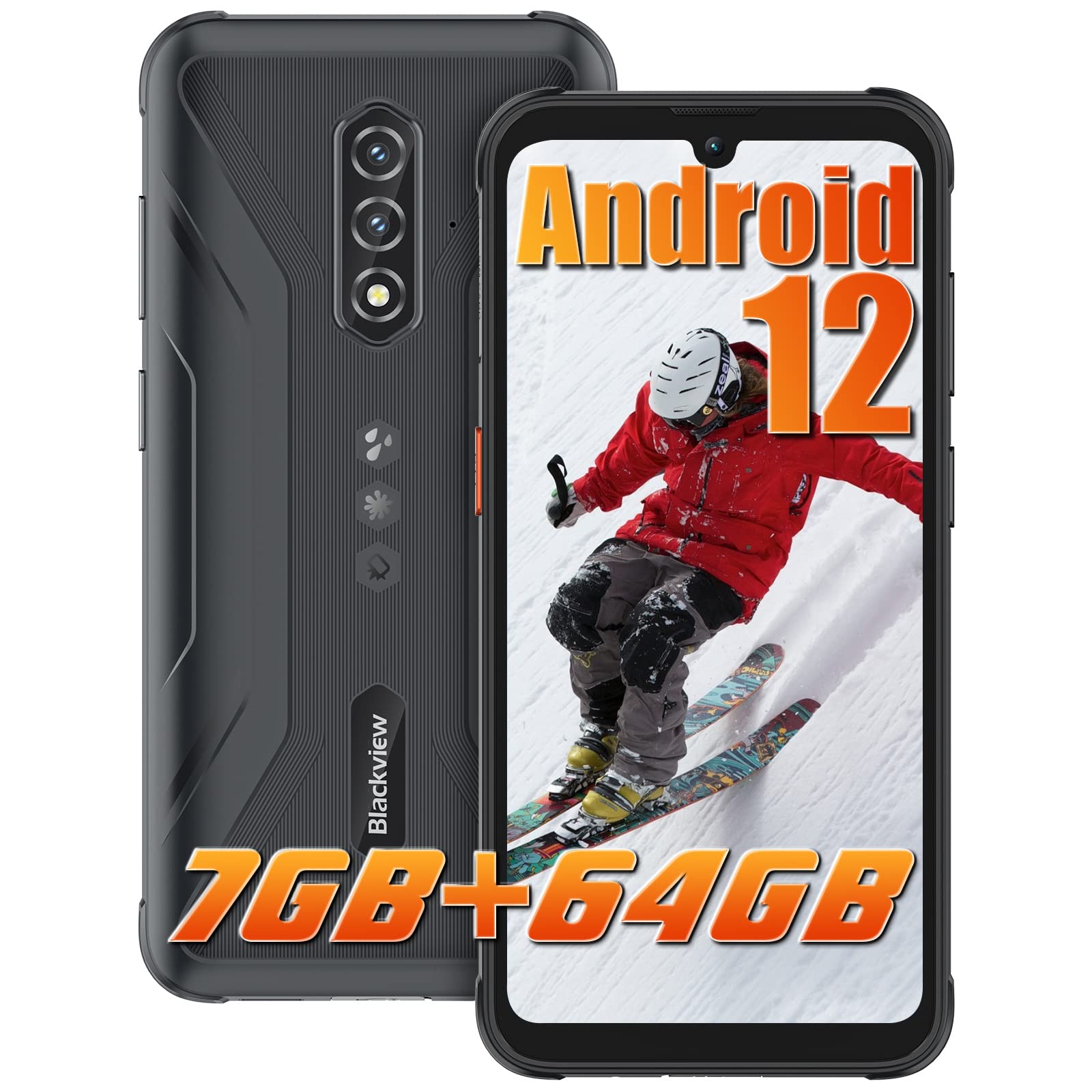 Rugged Smartphone Unlocked, (2023)Blackview BV5200 Pro Waterproof Unlocked Android Phones, Octa-core 7GB+64GB/SD 1TB, 10W Fast Charge 5180mAh Battery, ArcSoftÂŽ 13MP, NFC, Face ID,6.1''HD+,3 Card Slots