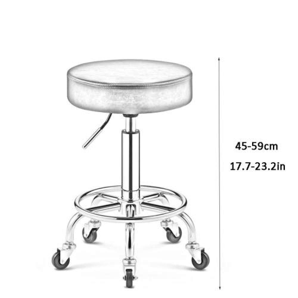 Rugs Clinic Stool with Wheels,Swivel Chair Office Stool with Black Synthetic Leather Seat,Adjustable Height 45-59 cm,Supported Weight 160 Kg,Photography Stoolfor Home Office