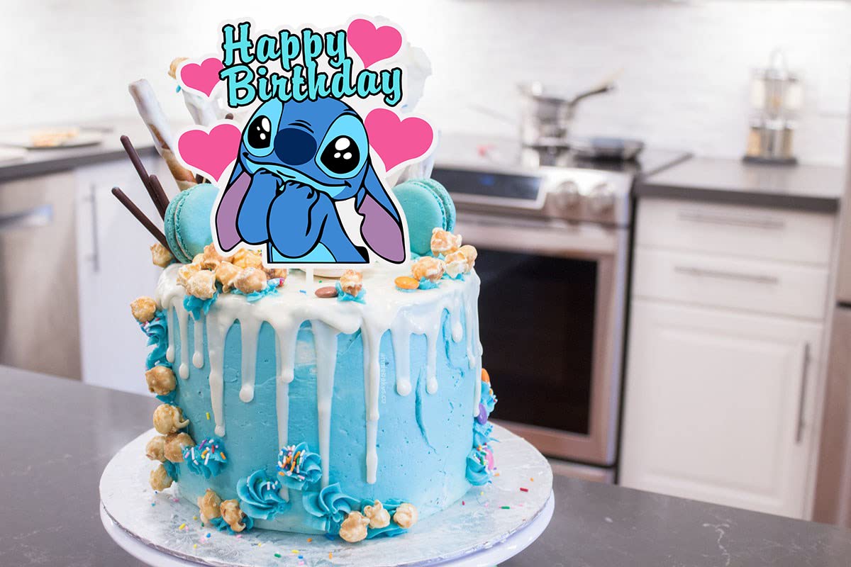 Stitch Birthday Cake Topper for Stitch Birthday Party Decorations, Lilo and Stitch Birthday Party Supplies