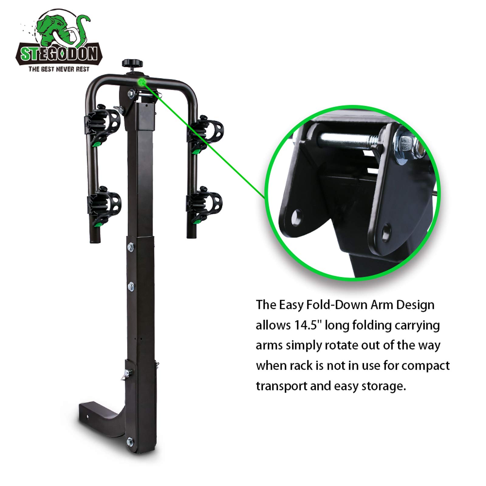 STEGODON 2 Bike Hitch Rack 2'' Hitch Receiver Heavy Duty Bicycle Carrier Racks Hitch Mount Double Foldable Rack for Cars, Trucks, SUV,Hatchback RV,Tow Hitch and Minivans