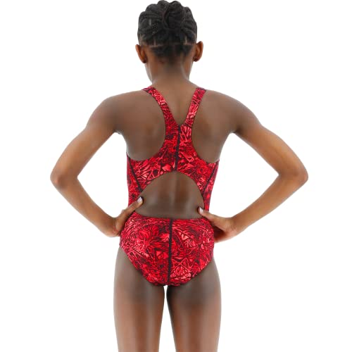 TYR Girls' Standard Nebulous Maxfit Swimsuit, Red, 24