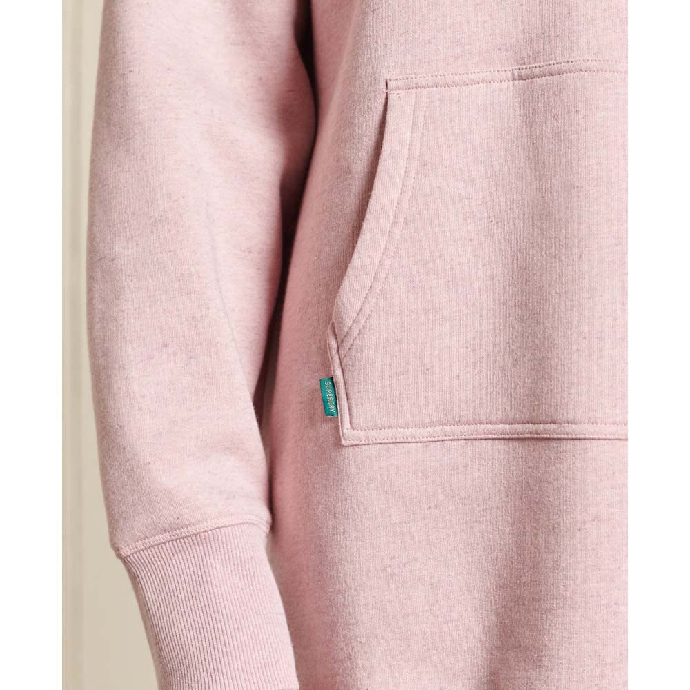 Superdry Womens Vintage Logo Embroidered Oversized Hoodie Dress La Soft Pink Marl Size Xs/S