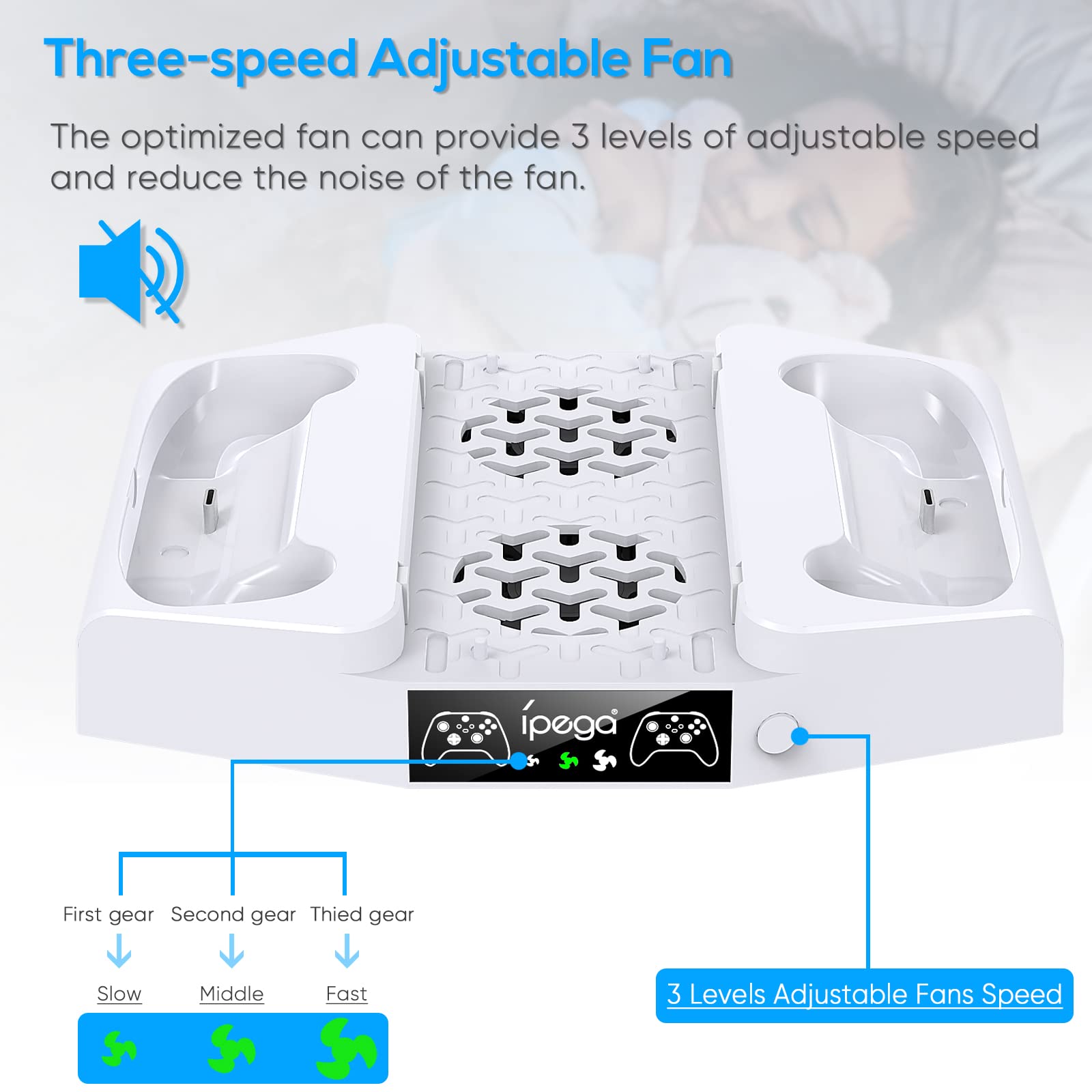 YUANHOT Cooling Stand with Headset Holder Compatible with Xbox Series S, Accessories Cooling Fan Charging Station Dock with Controller Charger and Cooler System - White