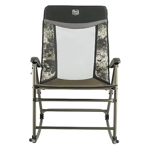 TIMBER RIDGE Portable High Back Rocking Camping Adults Patio Rocker Chair Foldable with Armrest for Lawn, Yard, Indoor, Support up to 300 lbs, Camo