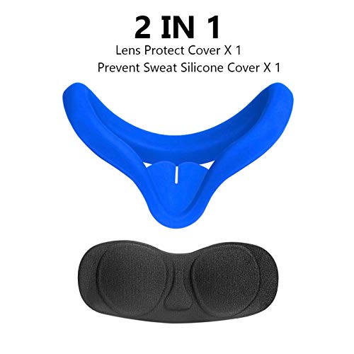 VR Sweat-Proof Silicone Face Cover and Lens Protect Cover for Oculus Quest 2, Silicone Eye Cover Pad, EVA Lens Protector, Dust Proof, Anti Scratch for VR Accessories Set