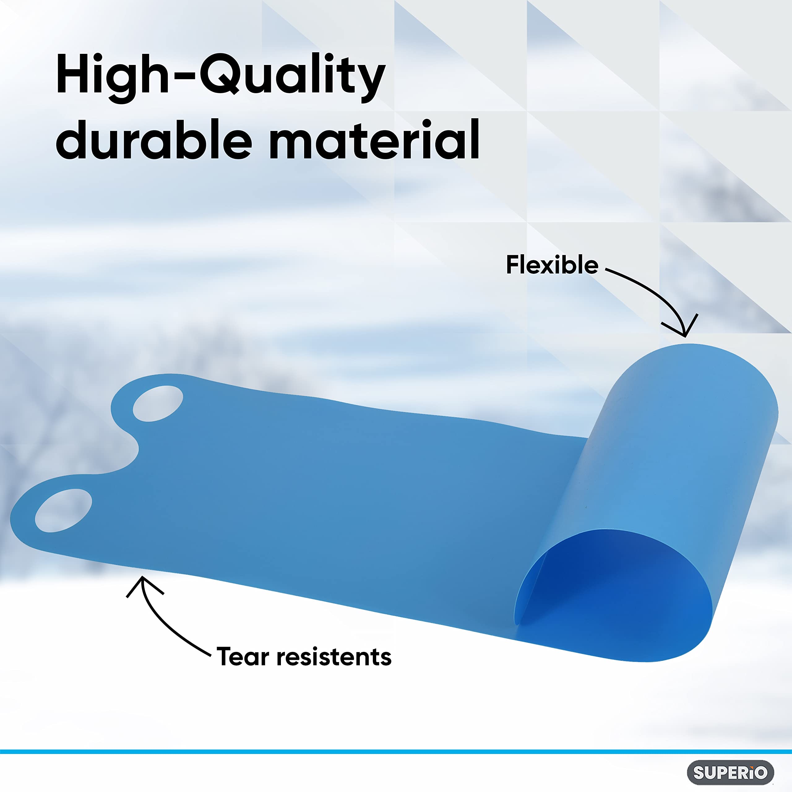 Superio Snow Slider Mat, Flexible Snow Sled Flying Carpet, Roll up Sleds for Kids and Adults 54" Lightweight Portable Plastic Snowboard Sled (Blue/Red)