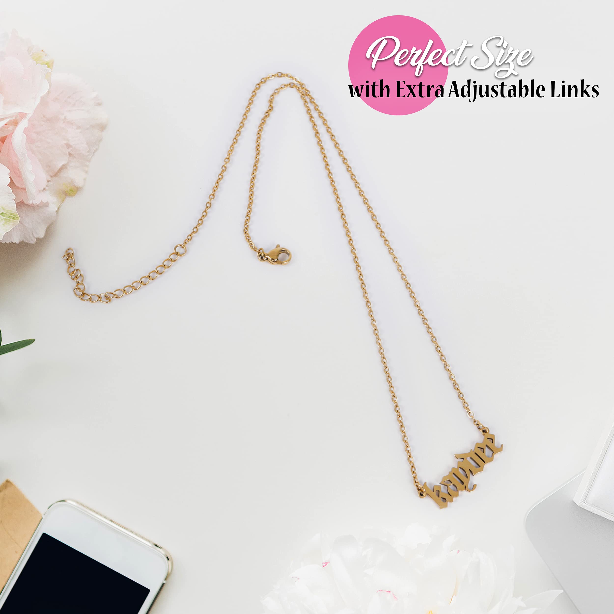 Sorority Shop Phi Mu Necklace β PM Old English Font Design, 18K Gold Plated, Phi Mu Gifts for Women
