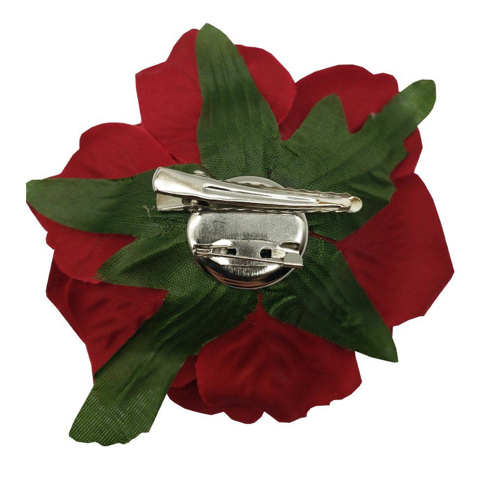 Sanrich 4pcs/pack Fabric Rose Hair Flowers Clips Mexican Hair Flowers Hairpin Brooch Headpieces (red)