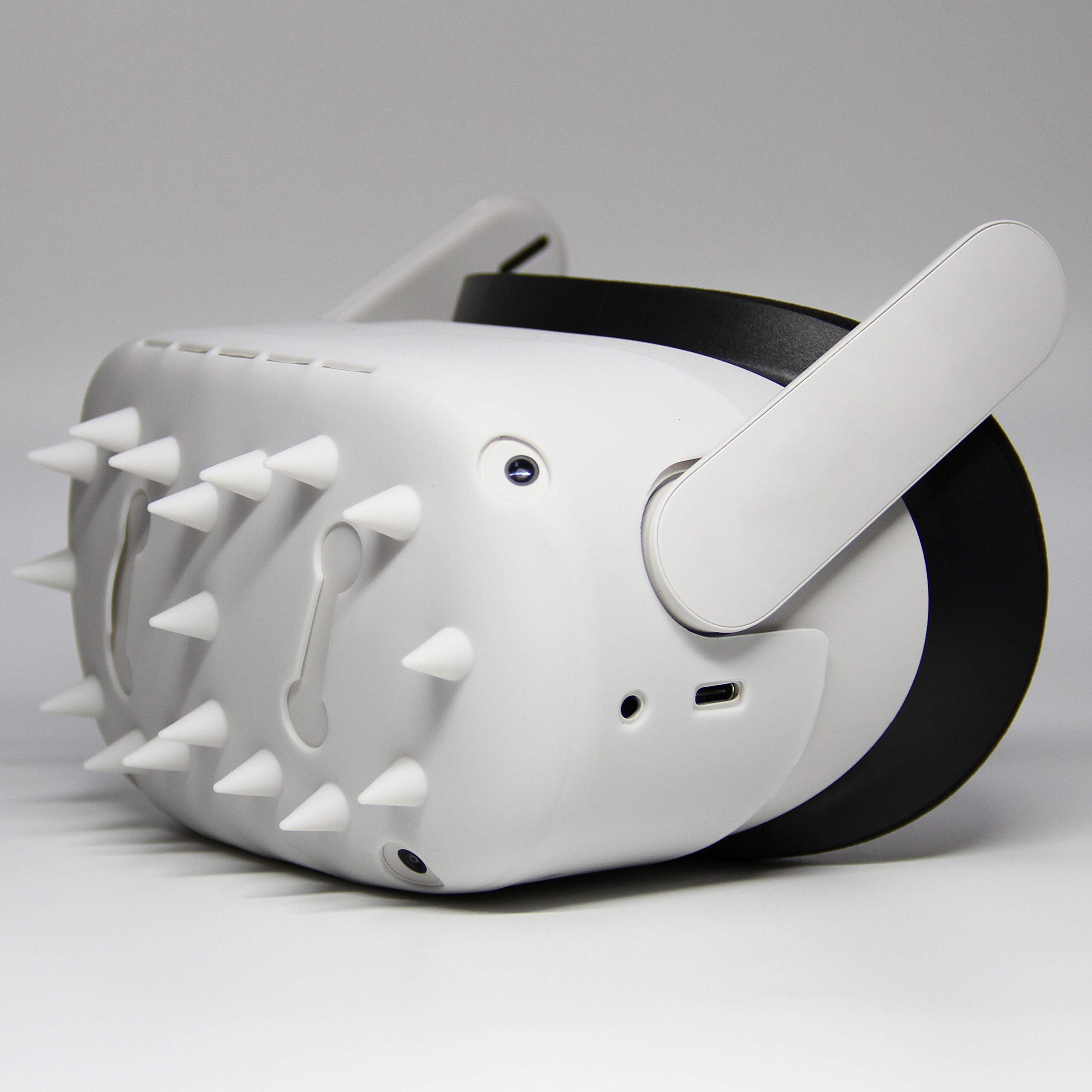 VRbrother Silicone Cover Mask VR Headset Cover Compatible for Oculus Quest 2 Protective Sleeve (Barbed-White)