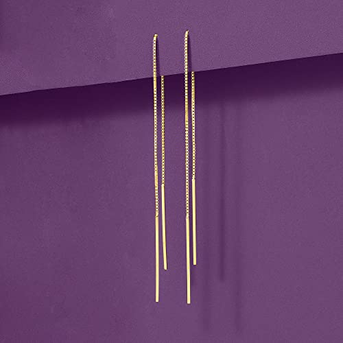 Ross-Simons 14kt Yellow Gold Linear Bar Drop Threader Earrings