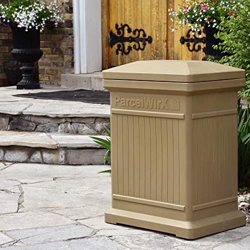 RTS Home Accents ParcelWirx Premium Vertical Storage Cabinet/Package Delivery Box with Lift Off Lid, Oak