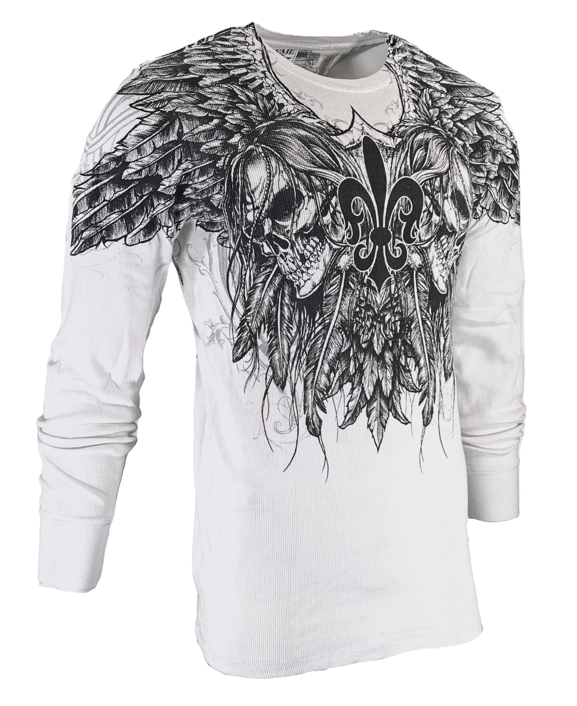 Xtreme Couture by Affliction Men's Thermal Shirt Gather White 2XL
