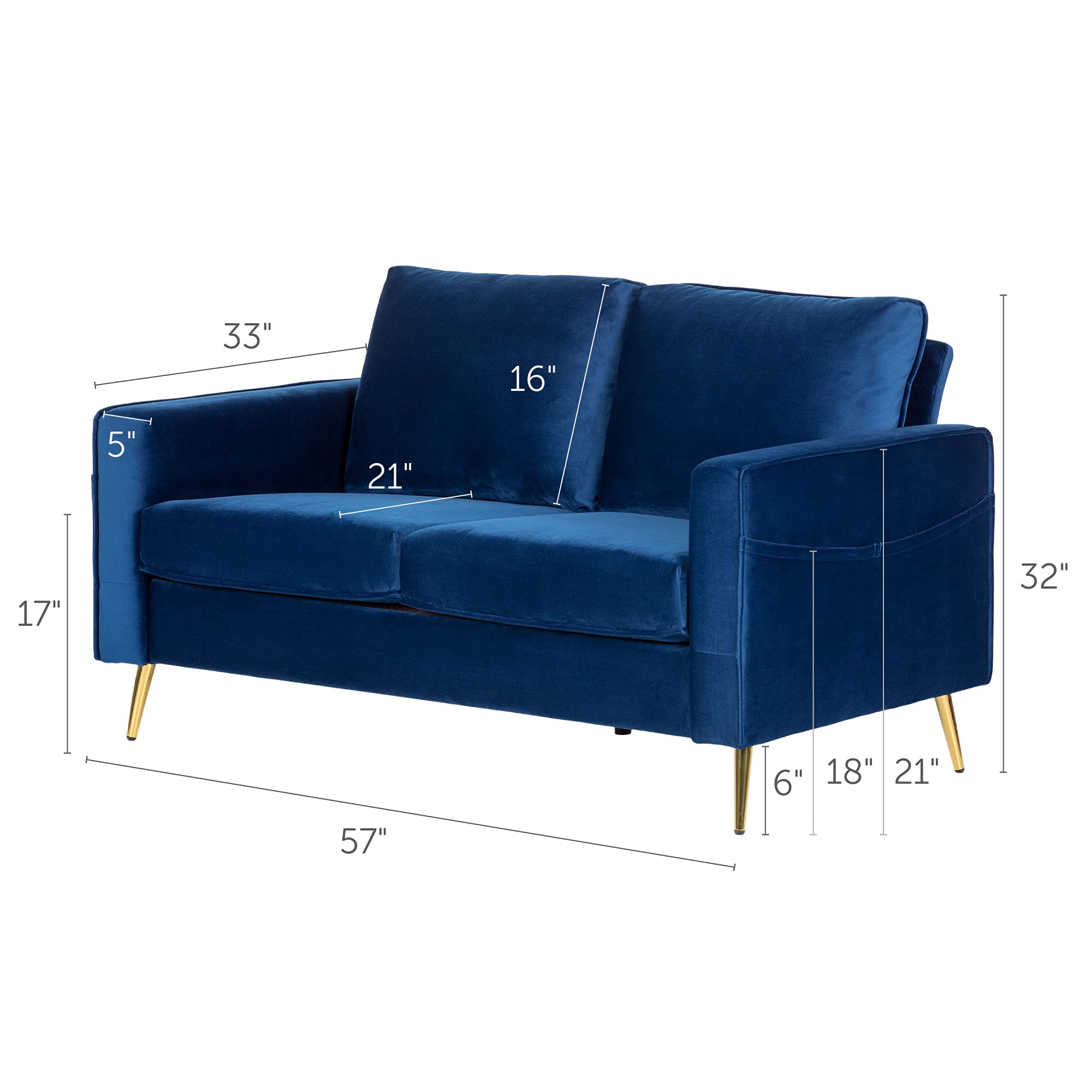 South Shore Live-it Cozy Sofa, 2-Seat, Dark Blue