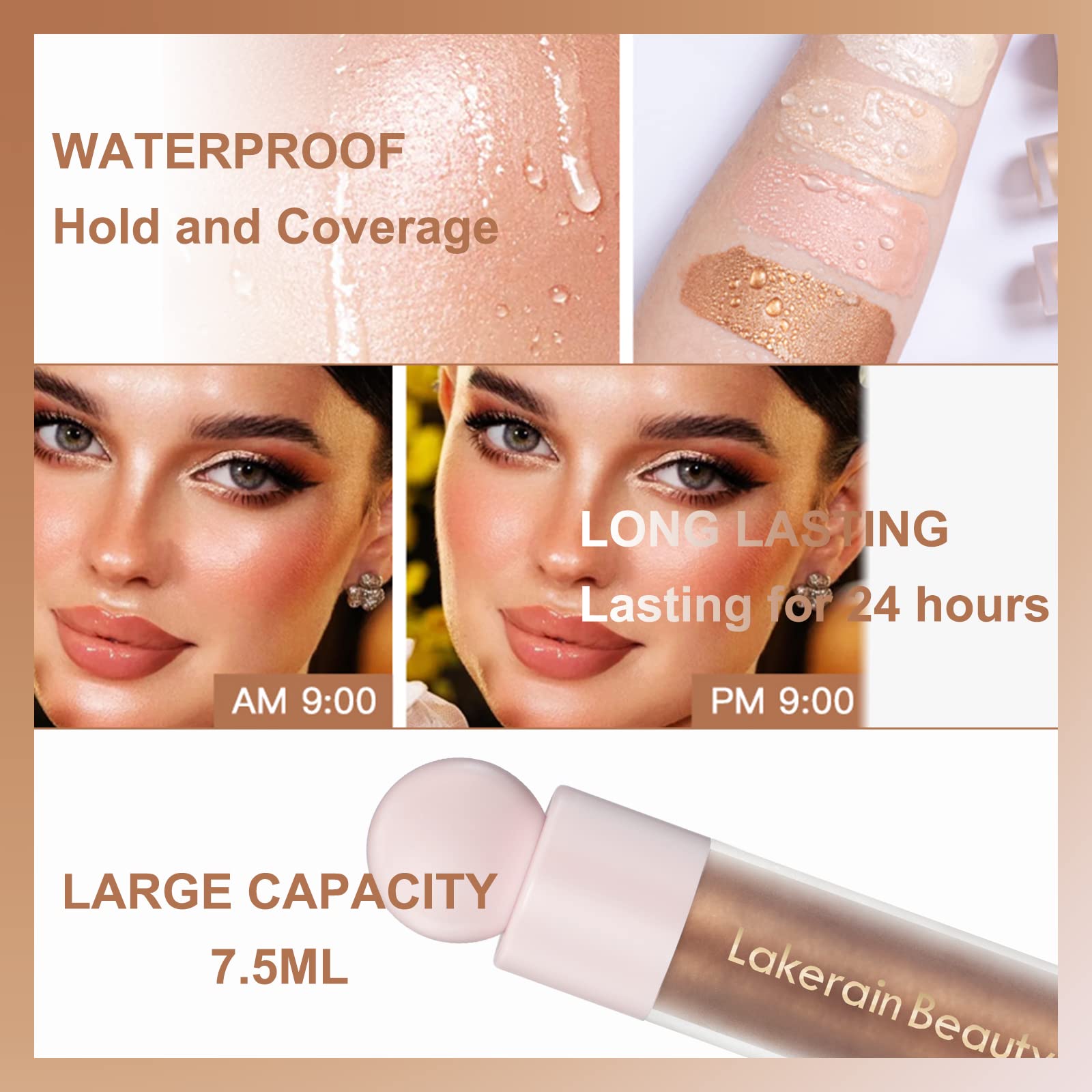 SOYUB Liquid Luminizer Blush Makeup, Liquid Illuminator Face Highlighter, Waterproof Long Lasting, Natural Skin Tint,Moisturizing Face Blush Wand for Cheek, Rose Gold