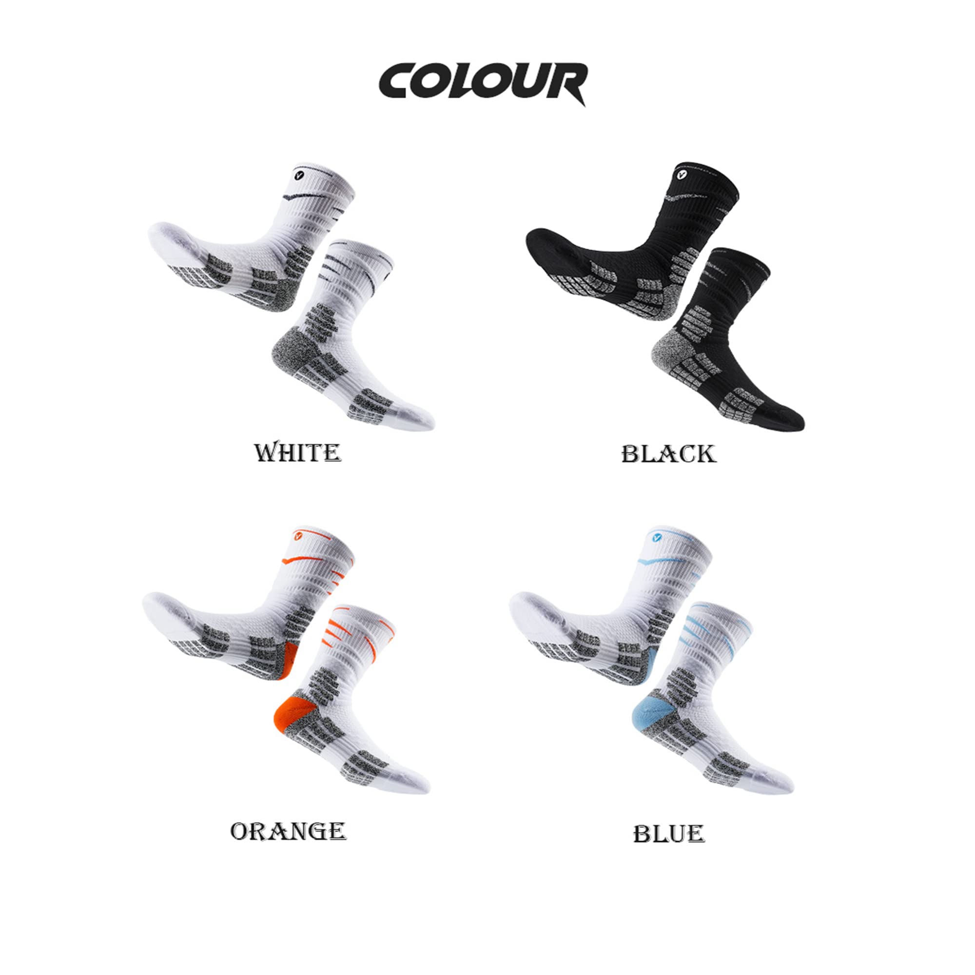 Veadoorn 4pack Basketball Socks Cushioned Athletic Crew Socks Thick Compression Sports Socks for Men & Women (pro,L)