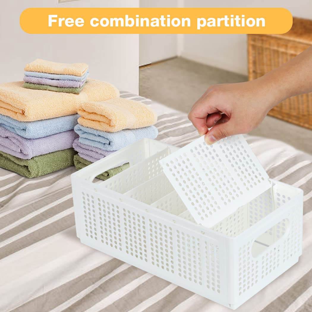 Tokokimo Plastic Closet Storage Basket Bins Cubes Organizer, Collapsible Closet Organizers and Storage with Handles for Storing Socks, Panties, Ties, Crafts, Cosmetics ,Small, 1 pack