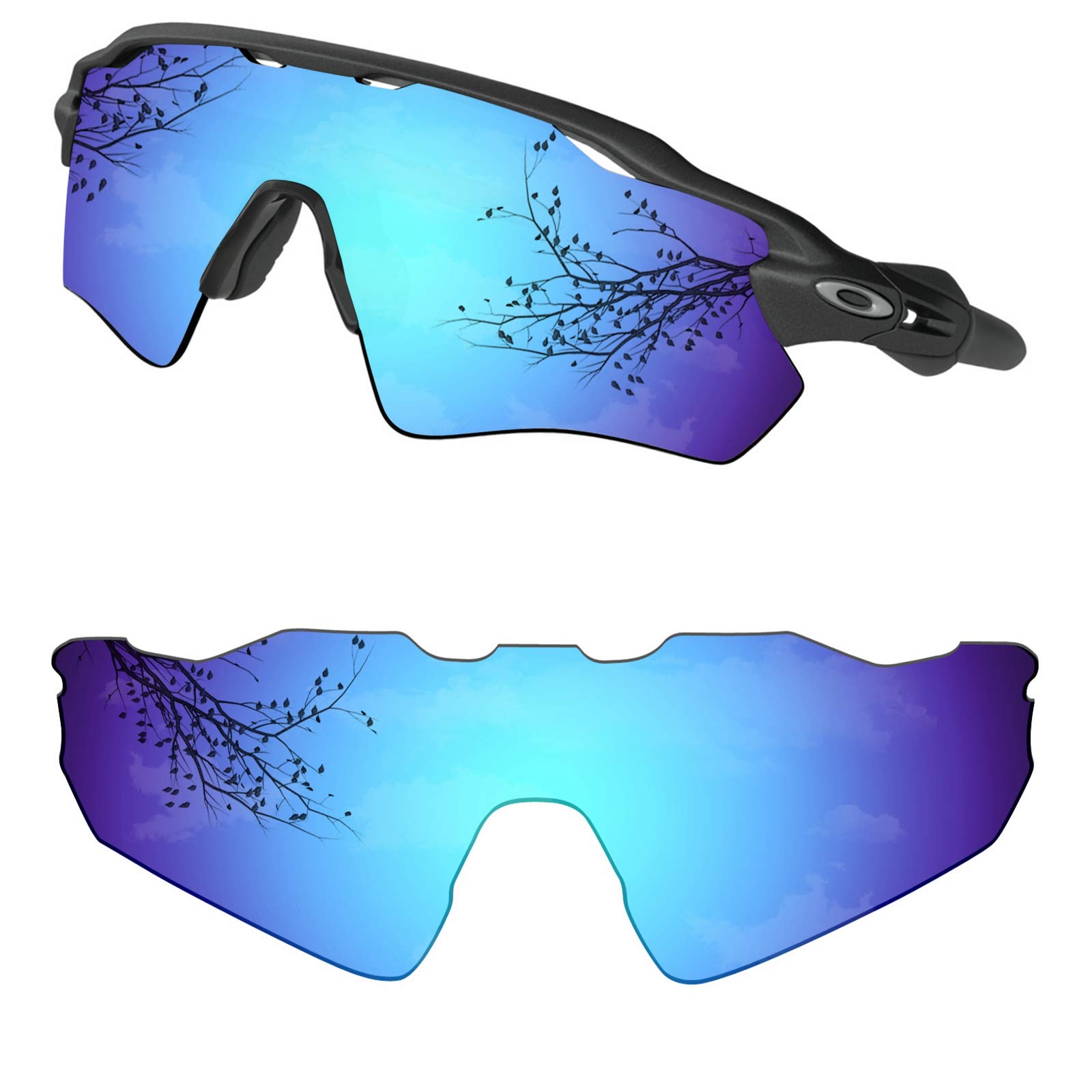 StaySoft Polarized Replacement Lenses for Oakley Radar EV Path OO9208 Sunglasses - Solid Black + Titanium + Sky Blue + Ocean Red