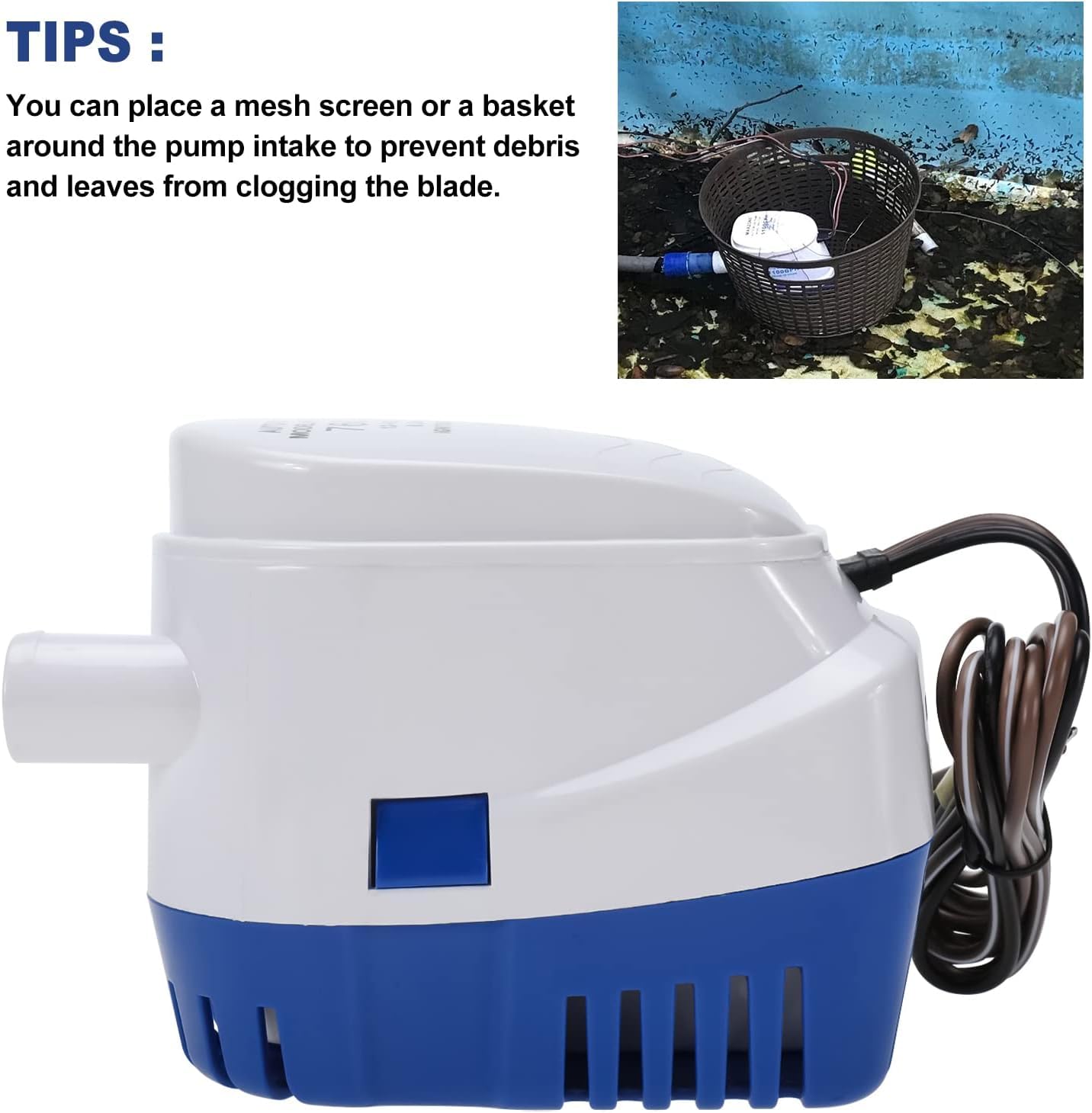 Yuelianart Auto Bilge Pump,1100GPH 12v 1-1/8" Outlet Dia. Automatic Bilge Pump,Built-in Auto Float Switch Submersible Pump for Boat (1100GPH)