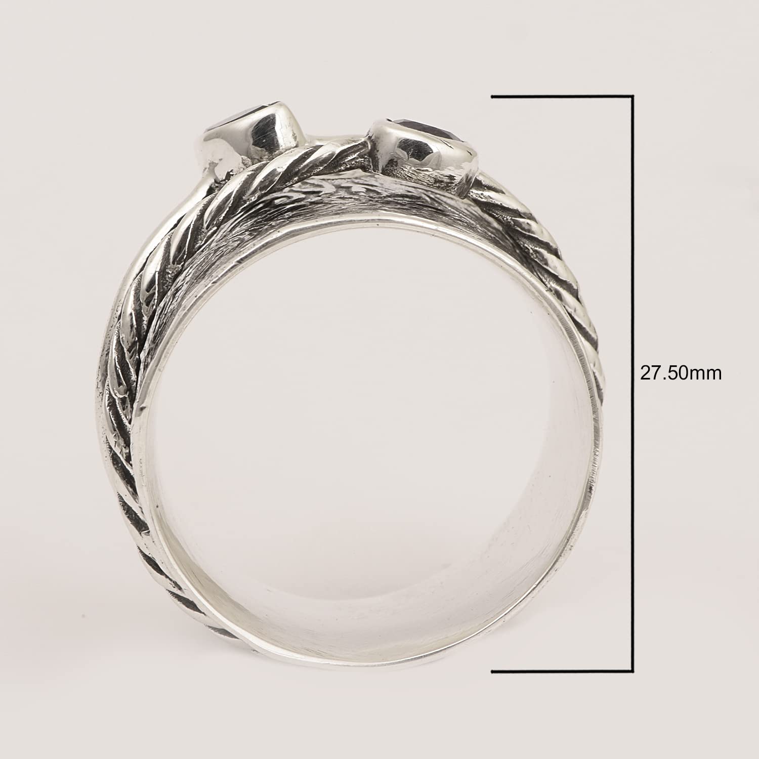 Shine Jewel Spinner Ring with Gemstones 925 Sterling Silver Fidget Band Meditation Ring for Men Women Anxiety Stress Relieving (Purple Amethyst, 8)