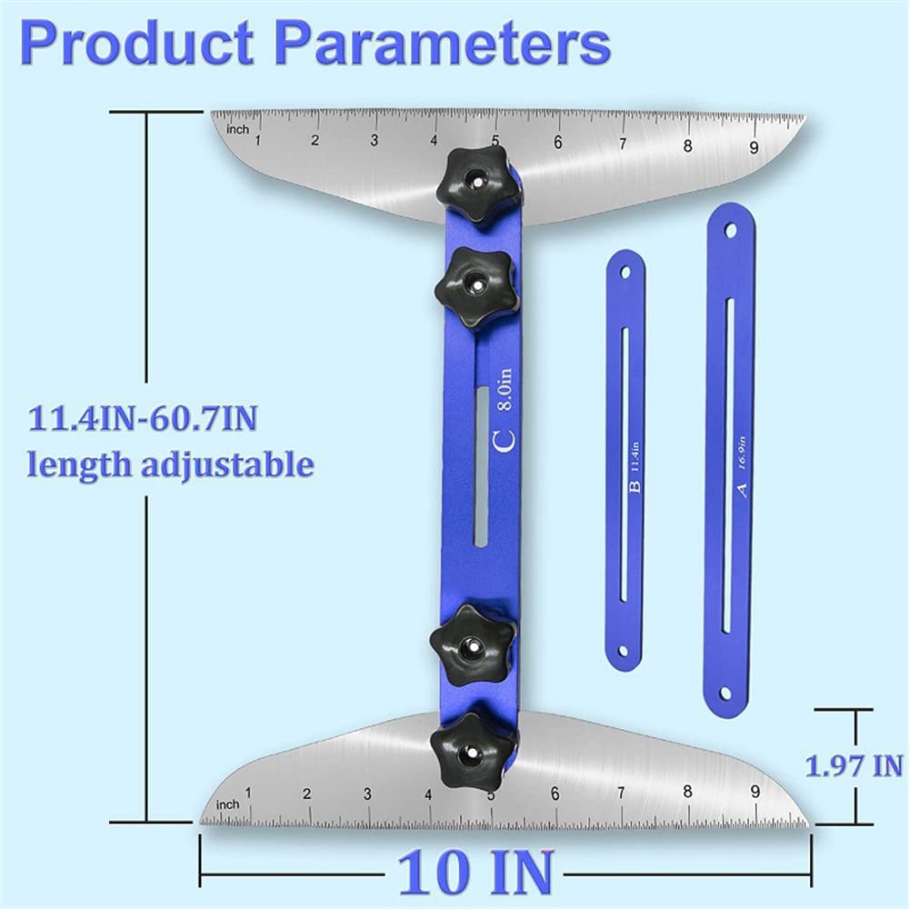 RUNAAJA Stair Tread Template Tool Stair Tread Gauge Stair Tread Jig Stair Gauge Treads Step Riser Kit Spiral Staircase Kit for Stair Stringer Risers Layout