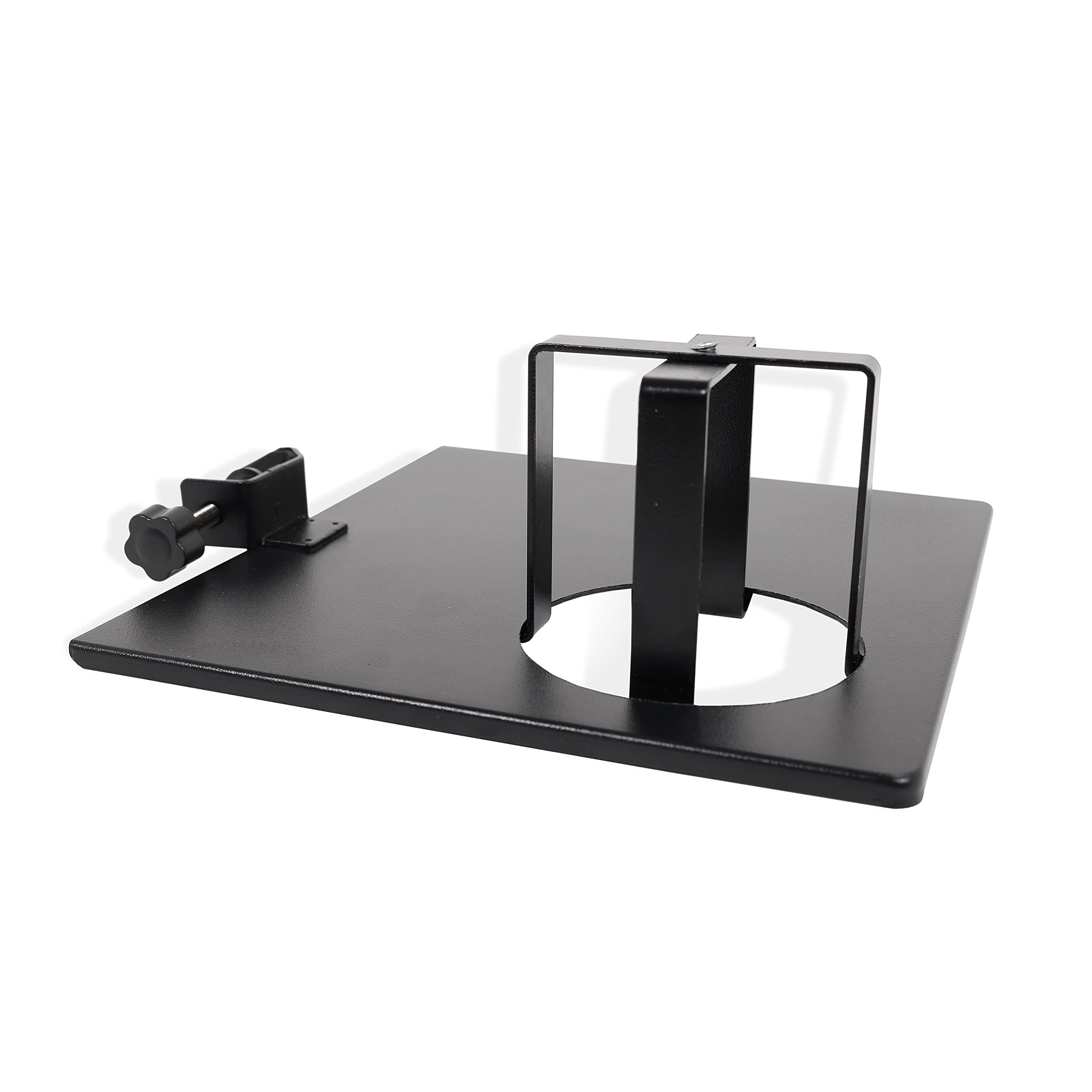 Techsol Microphone Stand Accessory Tray Clamp-On with Drink Holder in Black Steel 7.8 x 8.6 inches (20 x 22 centimeters)