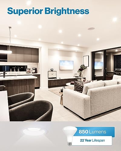 Sunco 4 Pack BR30 LED Bulbs, Indoor Flood Lights CRI93 11W Equivalent 65W 3000K Warm White 850 Lumens, E26 Base, 25000 Lifetime Hours Interior Home Residential Dimmable Recessed Can Light Bulbs - UL