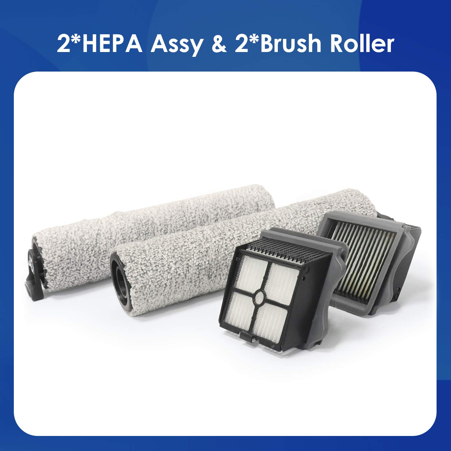 Tineco Replacement 2 HEPA Assembly & 2 Brush Roller Set for iFLOOR 3 Series, Floor ONE S3 Series, iFLOOR 5 Breeze Complete Cordless Wet Dry Vacuum Cleaner (Not Compatible with Any Other Model)