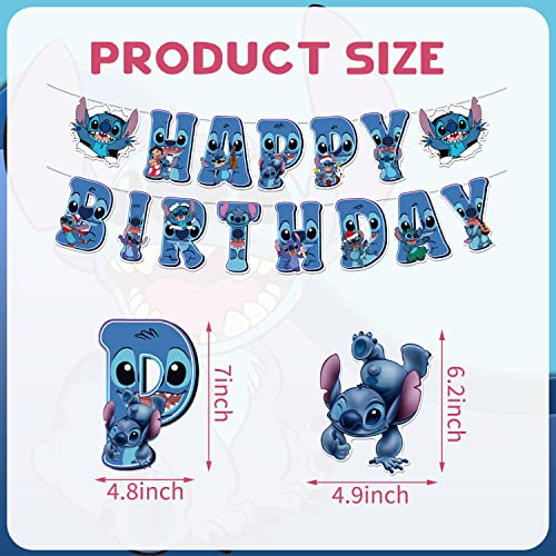 Stitch Birthday Decorations Stitch Happy Birthday Banner Hanging Swirls for Birthday Party Supplies