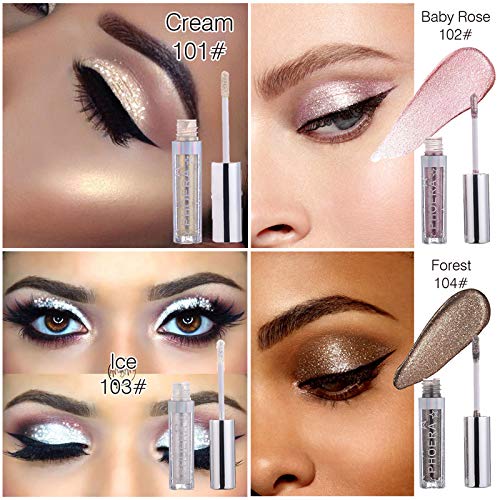 Reddhoon Liquid Glitter Eyeshadow, Long Lasting Waterproof Shining Shimmer Eye Shadow Metallic Pigments Sparkling Eye Shadow Eyeliners Makeup Kit (A7)