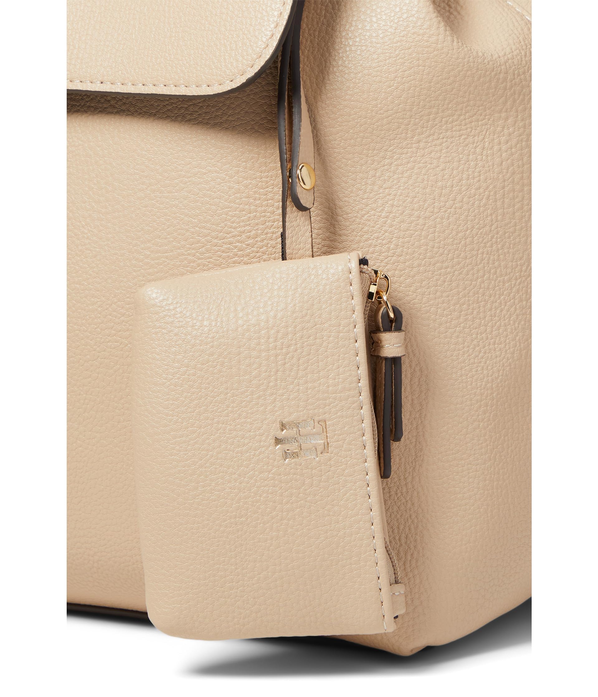 Tommy Hilfiger Maxine II Flap Backpack w/Hangoff Pebble PVC Fawn One Size
