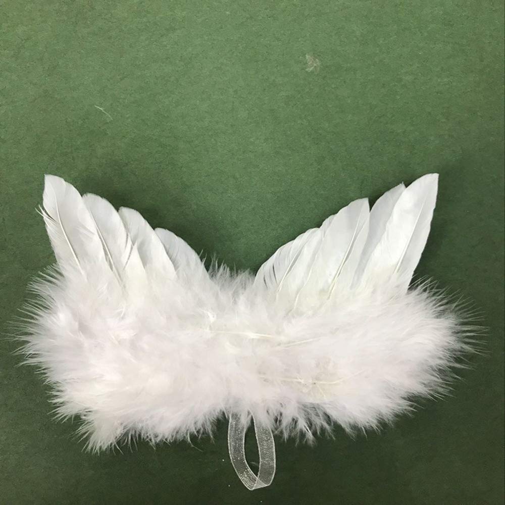 SPDD 10pcs Christmas Tree Decor Feather Wing,Christmas Tree Decoration Angel Wings Hanging Ornament Home/Party/Wedding White Feather Wing Ornament(12x10cm)